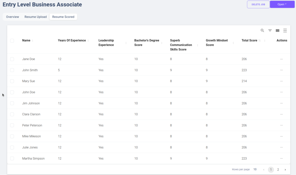 Use Case - Consistent Criteria - SortResume